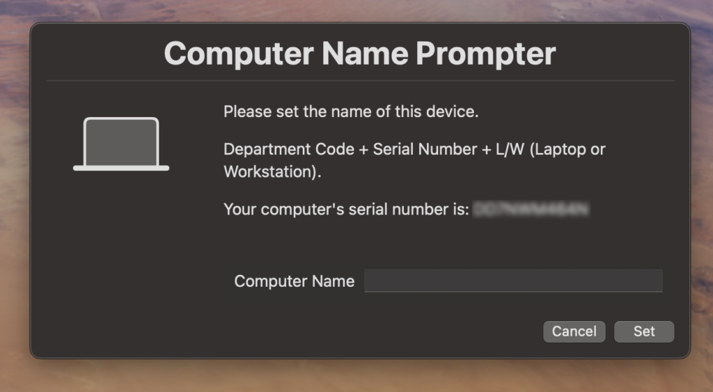 Computer Rename Prompt w/swiftDialog - Trevor Edwards